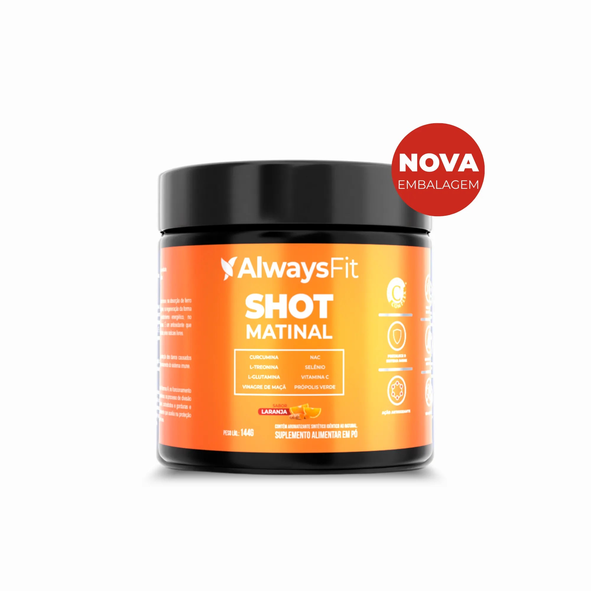 Shot Matinal Always Fit - Blend exclusivo de Curcumina, sabor Laranja,