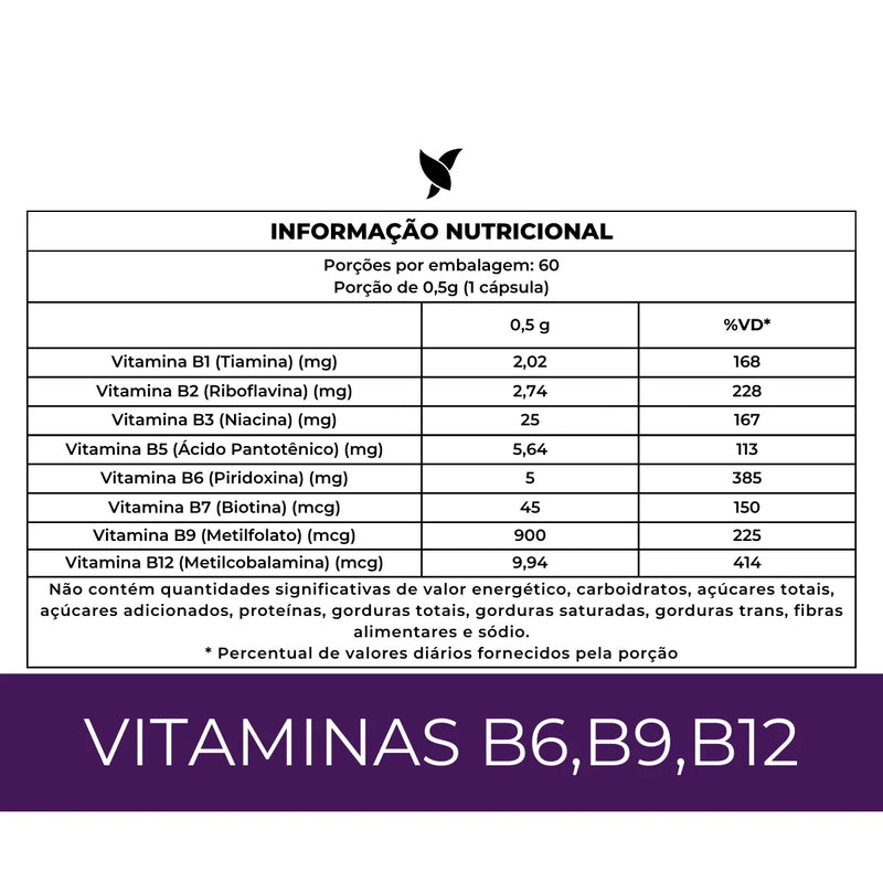 Vitaminas B6 | B9 | B12 + Complexo B em cápsulas – Energia, metabolism